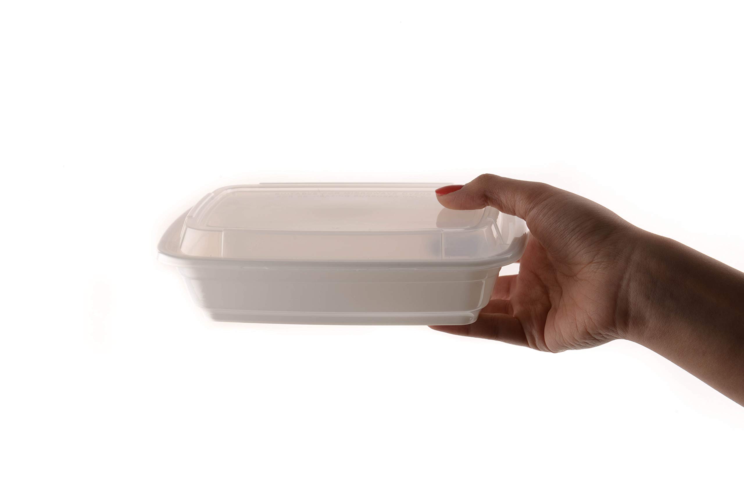 EcoQuality Meal Prep Containers [100Pack] White Rectangle Container with Lids, Food Storage Bento Box, Microwavable, Disposable, Stir Fry | Lunch Boxes | BPA Free | Freezer/Dishwasher Safe (24 oz)