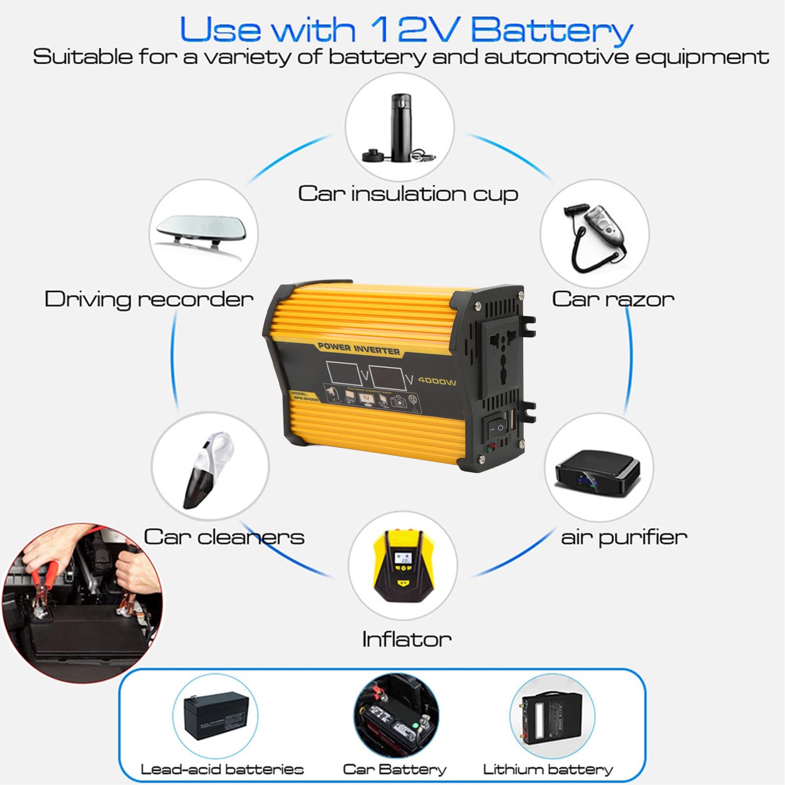 DOACT Solar Power Kit, Full Protection Solar Inverter Kit 30A Charge Controller 300W Inverter with Charging Cable for Outdoor Use (12V to 220V)