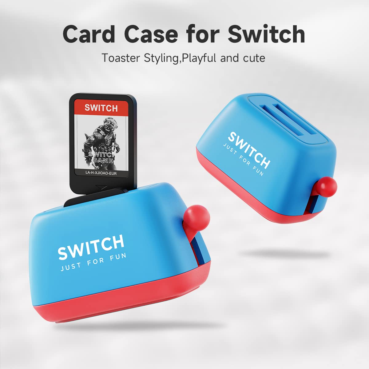 Hagibis Switch Game Card Case for Nintendo Switch/Lite/OLED Portable Cute Toaster Switch Game Card Storage Holder with 2 slots Switch Game Cartridge (Blue)