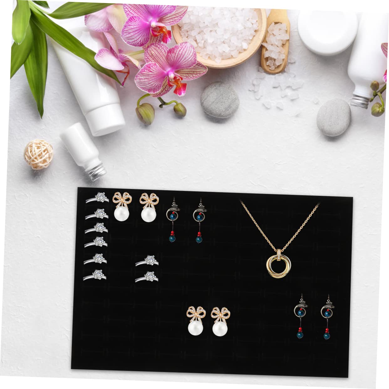 Didiseaon 9 pcs Jewelry Box black stand black choker necklace black sponge Ear Stud Pad black foam ring insert drawer ring organizer earring display tray jewelry insert pad foams pad lining