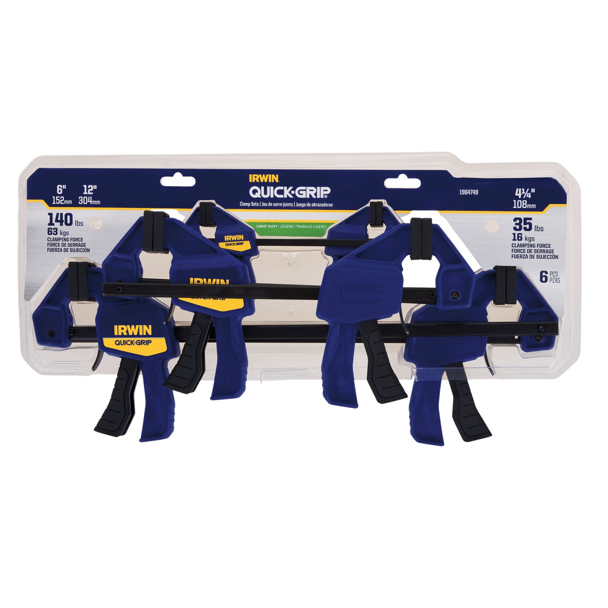 IRWIN QUICK-GRIP Bar Clamps for Woodworking, One-Handed, Mini, 6-Pack (1964749)