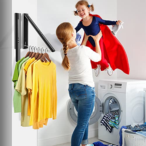 Vaselin Invisible Clothes Drying Rack, Retractable Clothes Drying Rack, Wall Mounted Clothes Drying Rack, for Laundry Room Space 13.7 x 1.85x 0.51inches