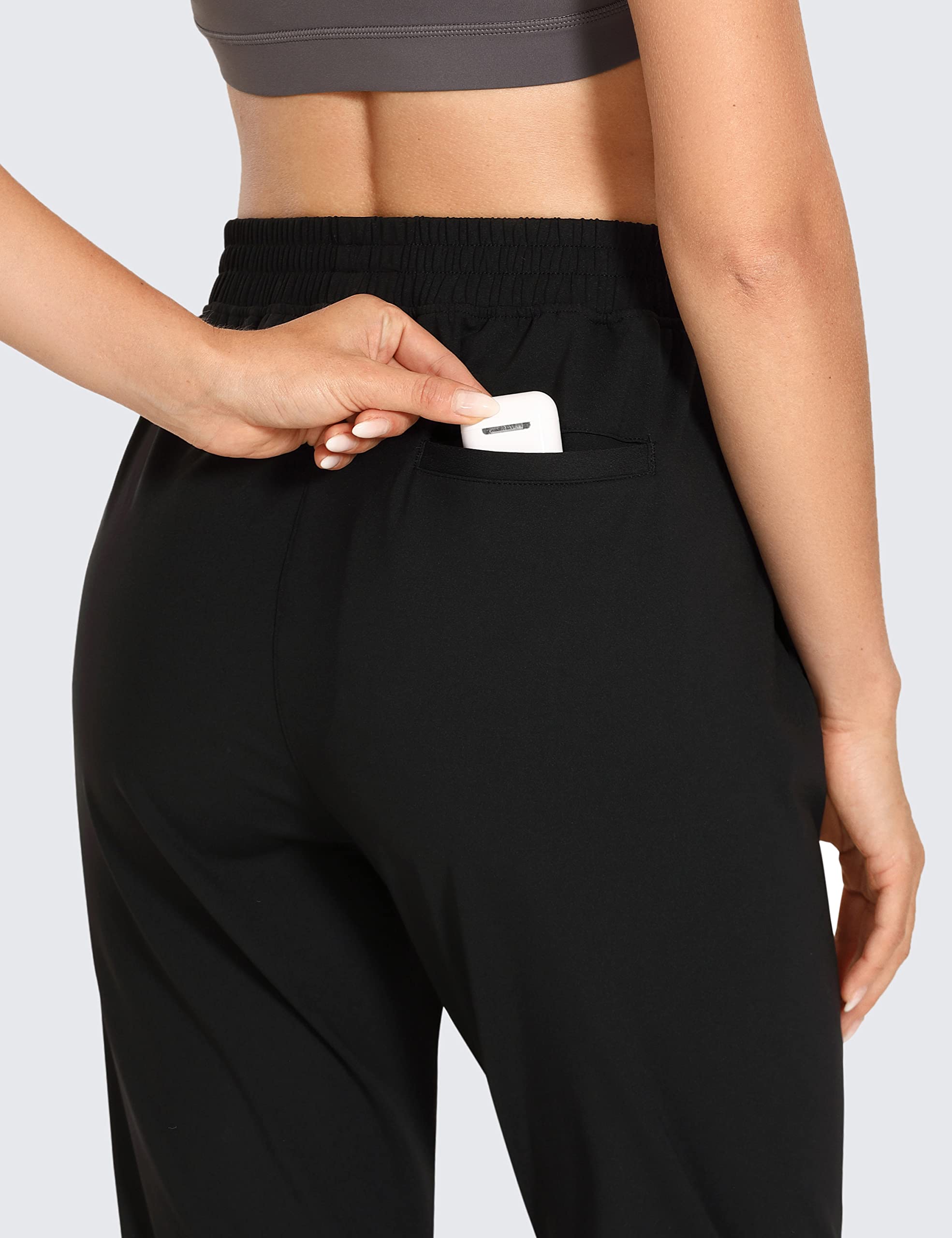 CRZ YOGA Womens High Waisted 4-Way Stretch Lounge Ankle Pants 26" - Sweatpants Workout Athletic Trousers Zip Pockets Black Small