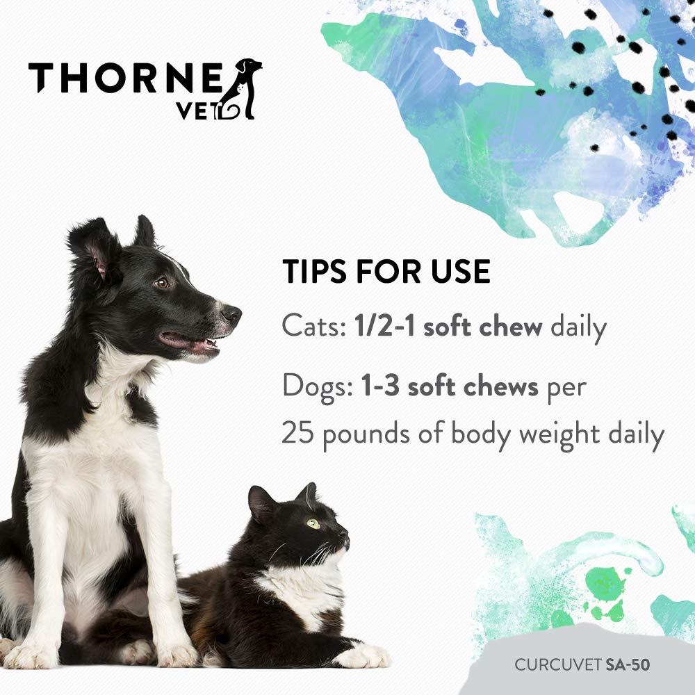ThorneVet CurcuVET-SA50 β Joint, Muscle, Liver & GI Support for Small Dogs & Cats, 90 Soft Chews
