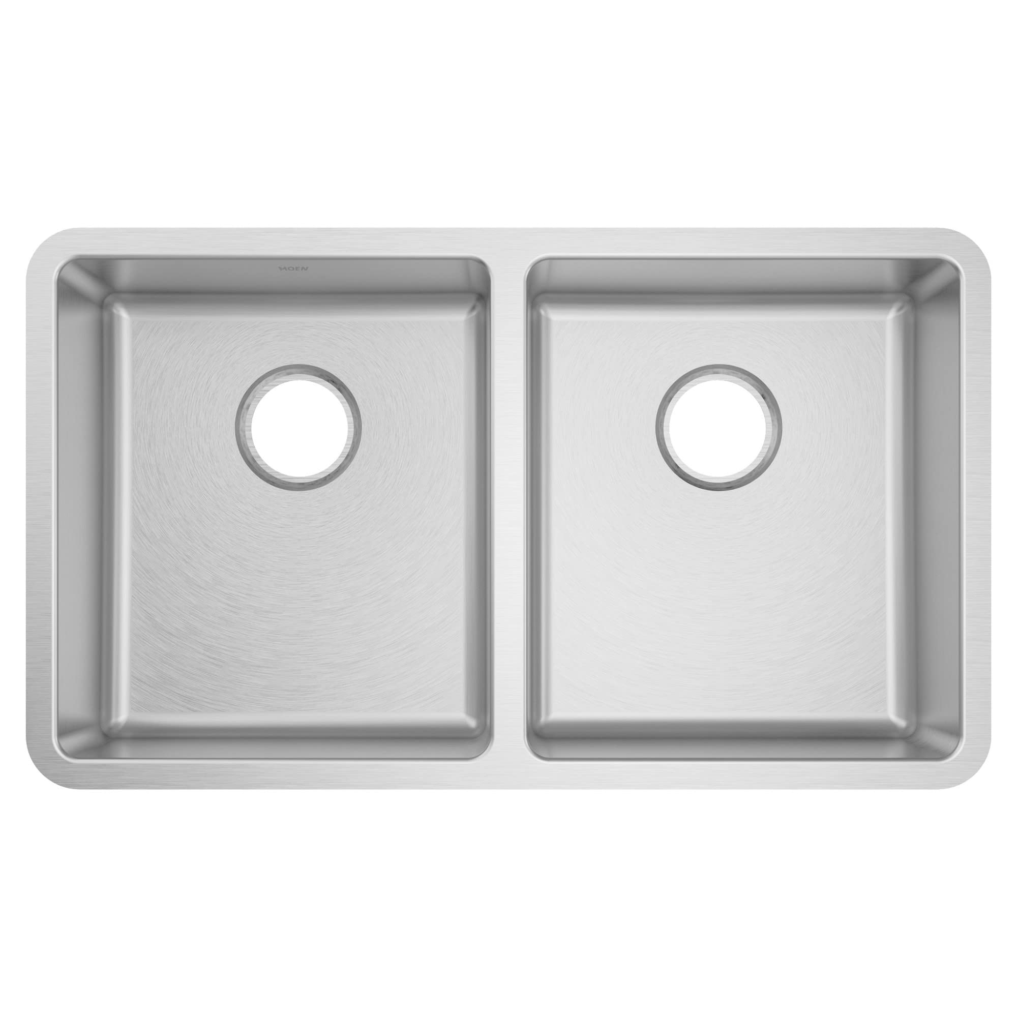 Moen Prep 18-Gauge Stainless Steel Undermount 31.75" x 18.5" x 5.5" Double Bowl Kitchen Sink with Rear Drains, GS18260B
