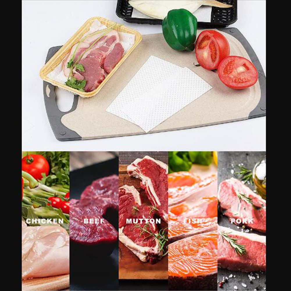 Elvaesther Meat Absorbent Pads, 100pcs Rectangular Meat Absorbant Soaking Pads, Fish and Poultry Foam Tray Pad for Vacuum Sealer Bags 6.3 x 3.14 Inch 100pcs