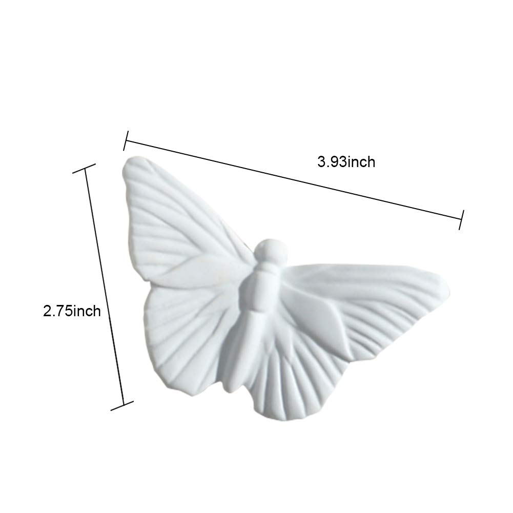 Dorlotou Ceramic Butterfly White Wall Decor Hanging Gift for Home Livingroom Garden Wall Sculptures,One Pair Small