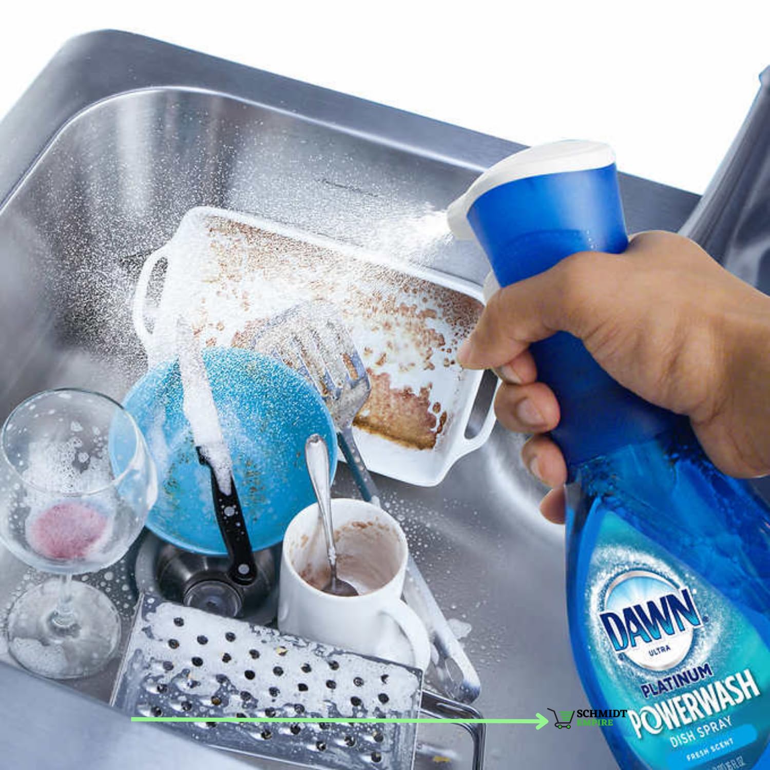 Dawn Platinum Powerwash, Fresh Scent, 1 Starter Kit + 2 Refills + Cleaning Sponge + 1 Card Protector SchmiidtEmpire + Sticker (16oz each - 6 Piece Set - Pack of 2)