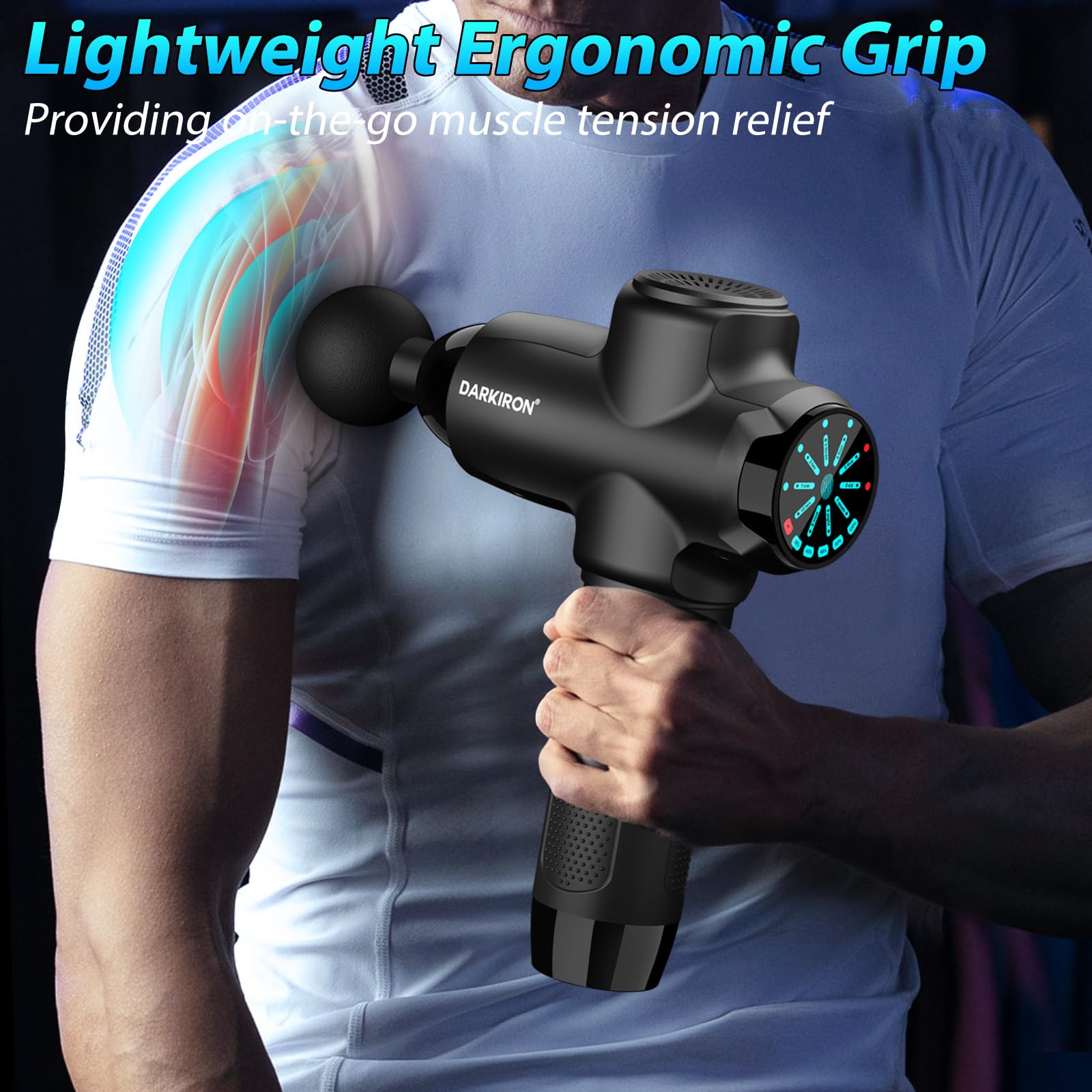 DARKIRON Massage Gun Deep Tissue, Percussion Muscle Massage Gun for Athletes - with 15 Massage Heads, Dark Black