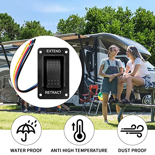NOVINO Power Stabilizer Switch,Waterproof Electric Jack Switch for RV Camper Travel Trailer, Exact Replacement for Power Stabilizer Extend/Retract Switch with Wiring Harness