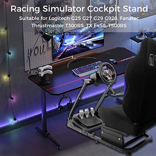 Dardoo Gaming Simulator Cockpit Square Tube Racing Steering Wheel Stand Compatible with Logitech G25 G27 G29 G920 G923, Thrustmaster PC PS4 Xbox without Steering Wheel, Pedal, Handbrake and Seat