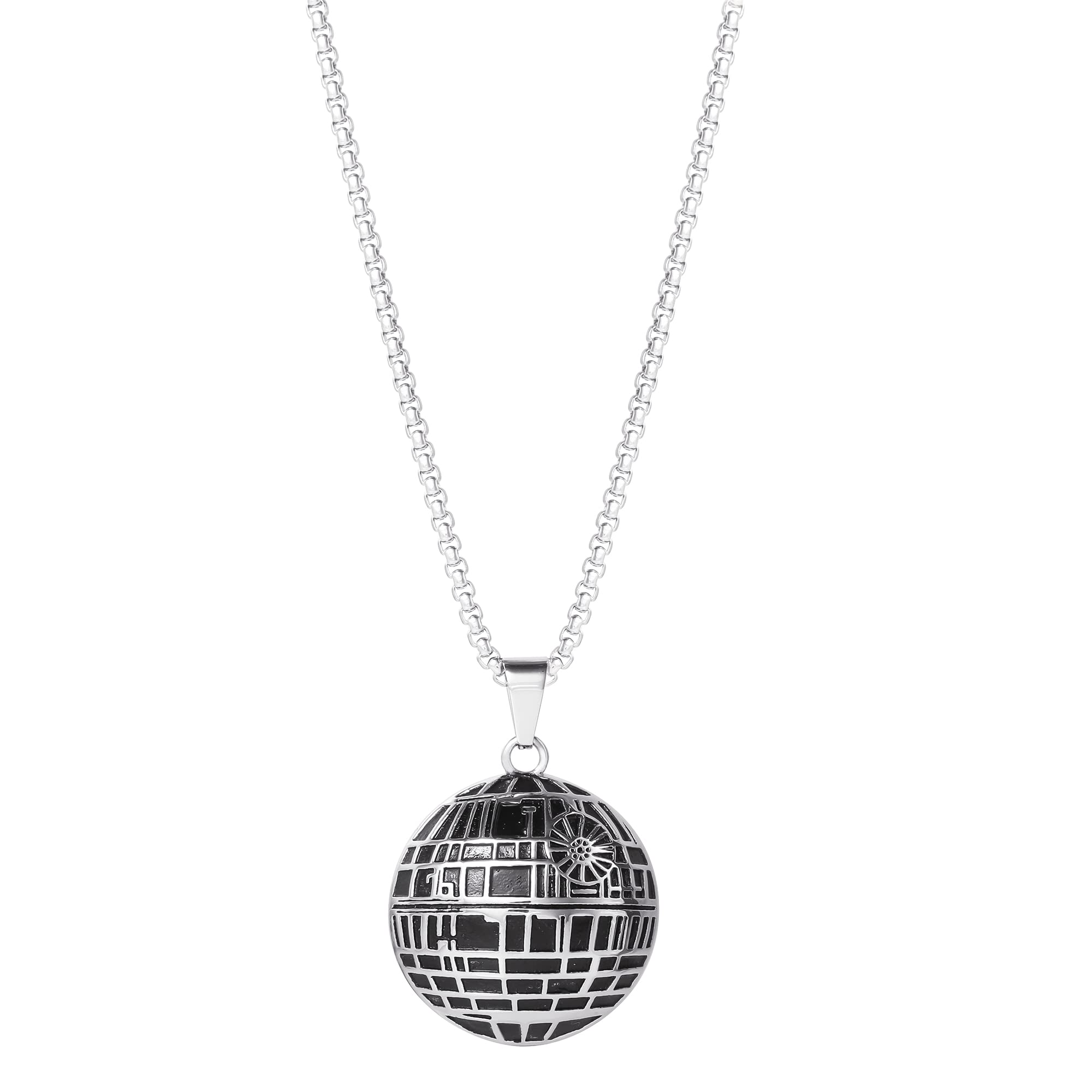 Disney Star Wars Mythosaur Pendant, The Mandalorian Necklace, Stainless Steel, 22" Box Chain