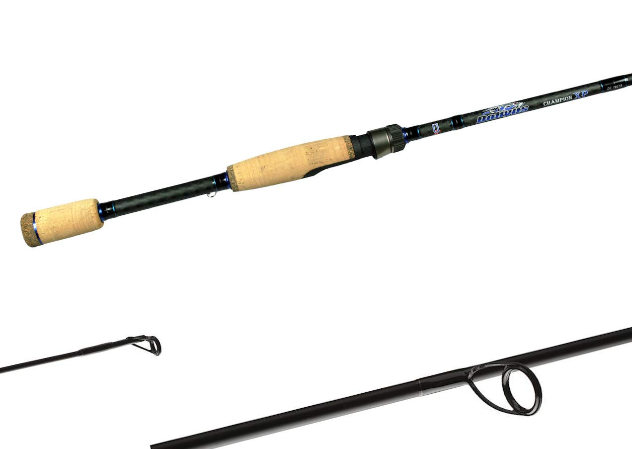 Dobyns Rods Champion XP Series 7’0” Spinning Bass Fishing Rod DC705SF | Heavy Fast Action | Modulus Graphite Blank w/Kevlar Wrapping | Fuji Reel Seats & Alconite Guides | Line 12-20lb Lure 3/8-1 ¼ oz, Black/Blue