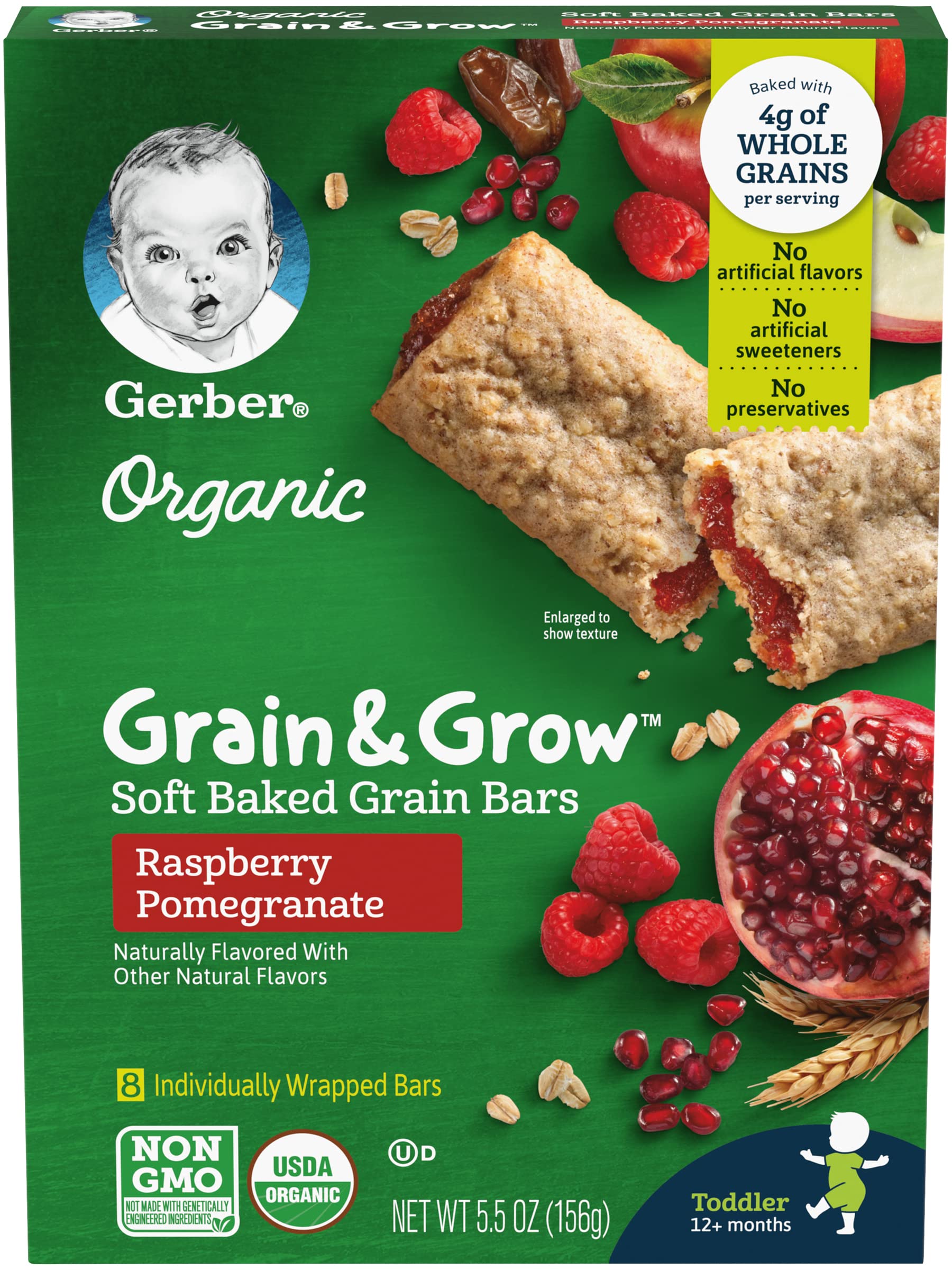 Gerber Organic Grain & Grow Soft Baked Grain Bars Raspberry Pomegranate (5.5 Ounce (Pack of 2))