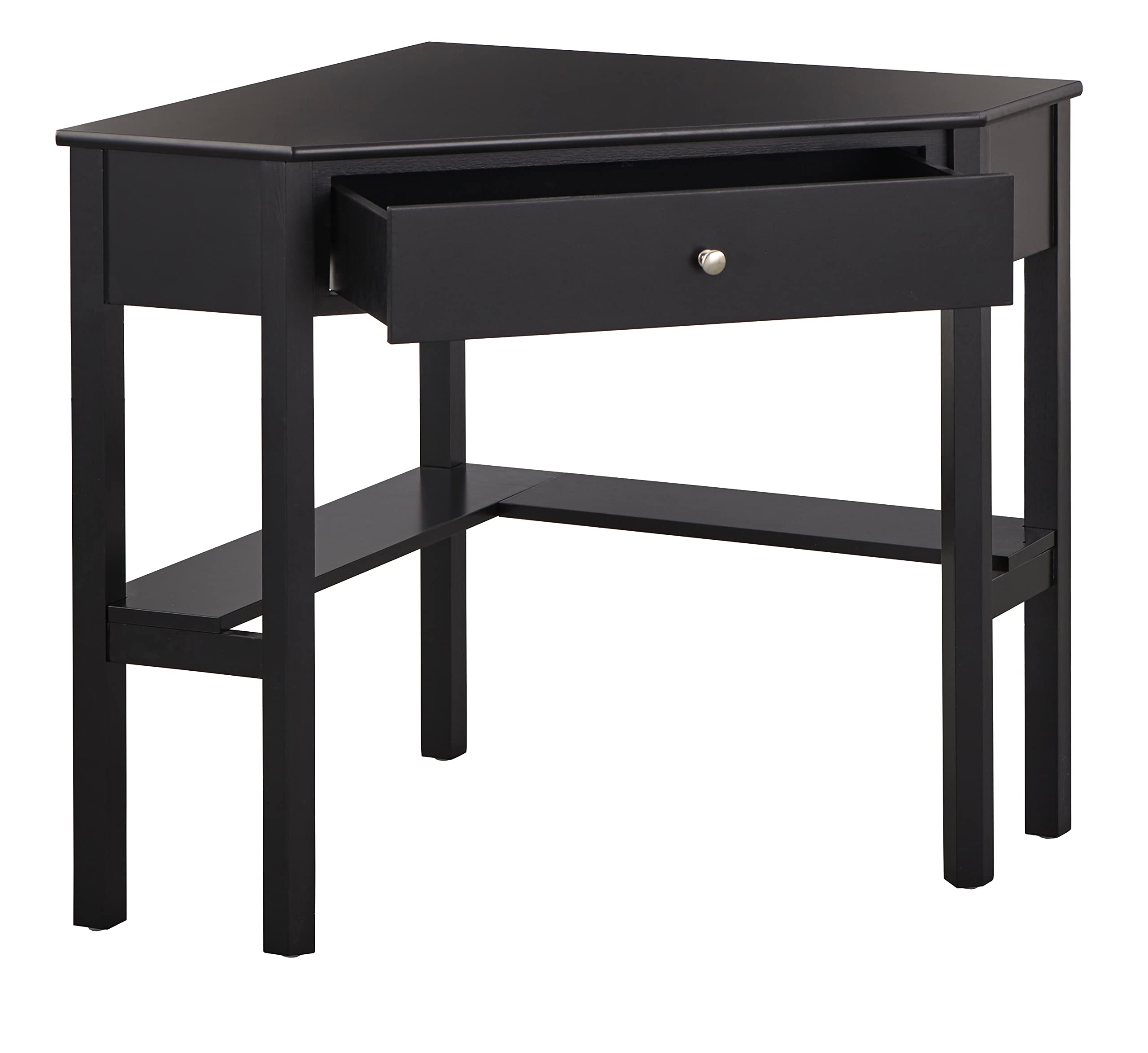 Target Marketing Systems Ellen Corner Desk Drawer and One Storage Shelf for Living Room, Bedroom, or Home Office, Small Computer Table, 42" W x 30" H, Antique Blue