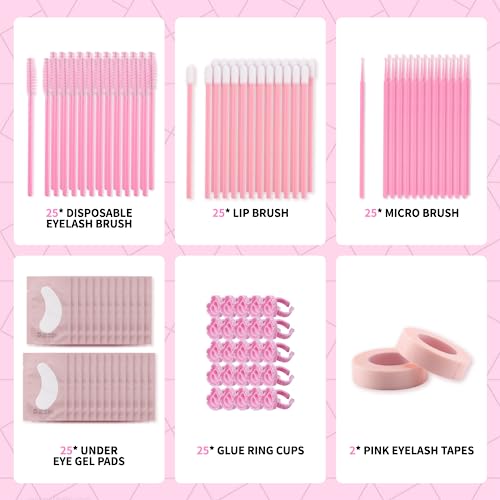 Embagol Lash Practice Kit For Beginners Professional Lash Accessories With Mascara Brushes, Glue Rings, Lash Tape, Gel Eye Patches Eyelash Extensions Training School Supplies