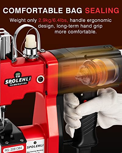 Spolehli Bag Sewing Machine Bag Sealing Machine Bag Closer Bag Closing Machine Bag Stitching Machine Industrial Sewing Machine Bag Sealer Sealing Machine for Sack Woven Kraft Kraft Paper Bag Sealing 110v US plug with CE (Red)