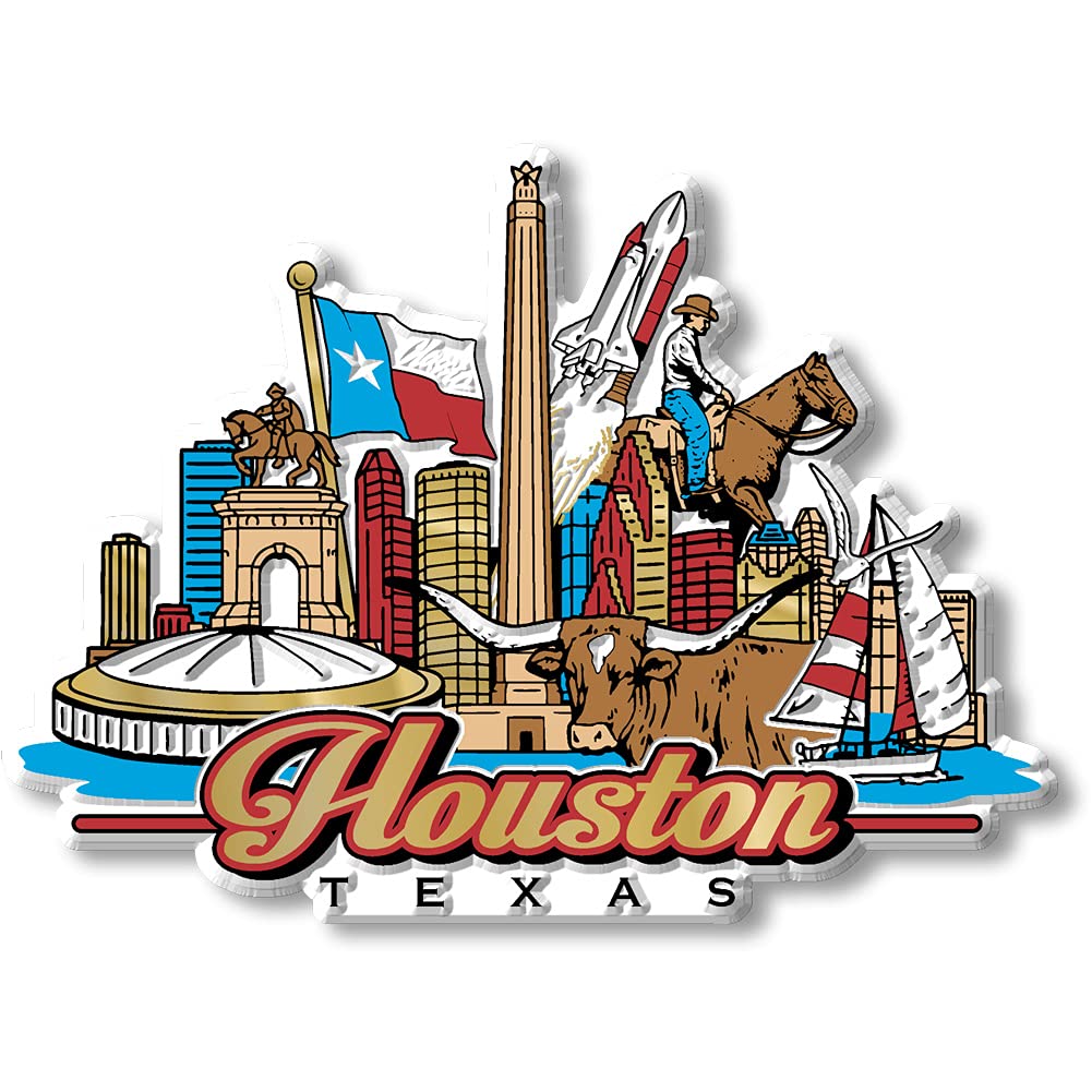 Houston, Texas City Magnet by Classic Magnets, Collectible Souvenirs Made in The USA, 4.2" x 3.1"