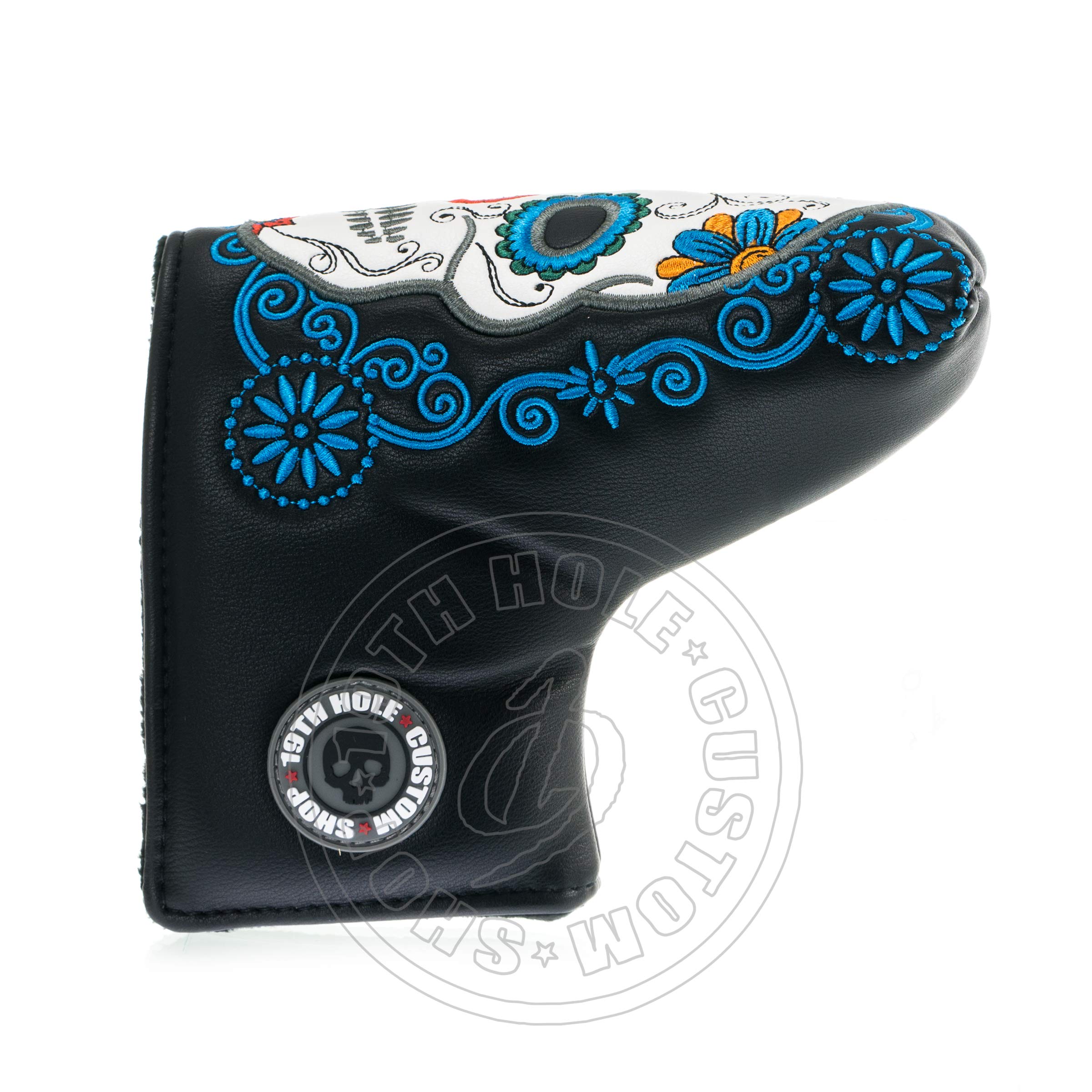 Dia de los Muertos Sugar Skull Golf Blade and Mid Mallet Putter Headcover, Black