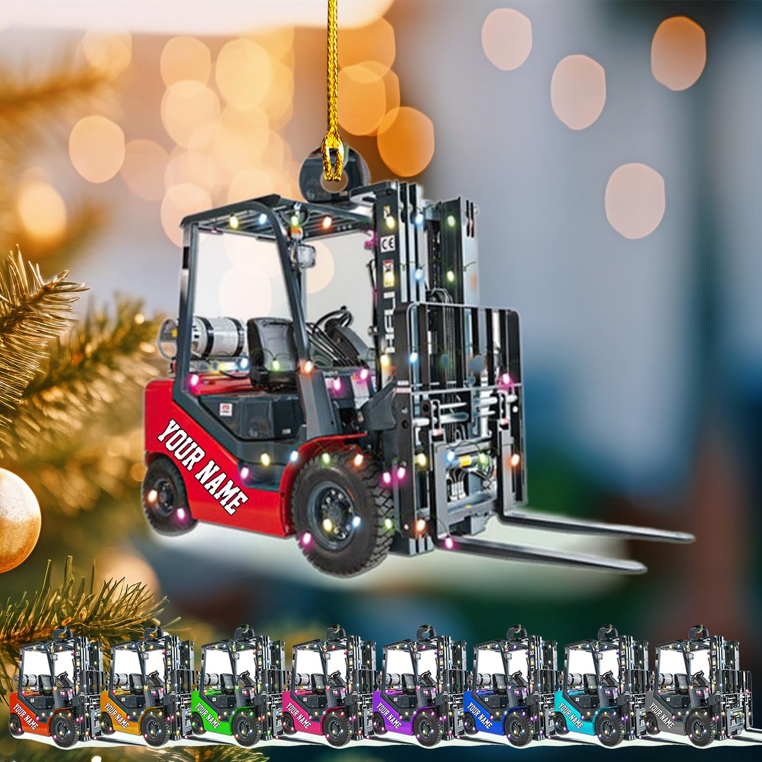 Leprints Personalized Forklift Ornament Heavy Machinery Ornament, Custom Forklift Truck Ornament, Forklift Driver Ornament Manlift Ornament for Boom Lifts Driver, Boom Lifts Ornament Decor (MF2)