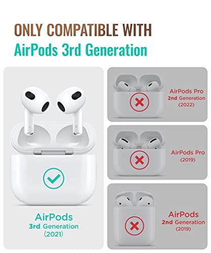 MOBOSI Compatible with AirPods 3 Generation Charging Case (2021), Secure Lock Clip Full Body Rugged Hard Shell Protective Cover with Keychain, Black