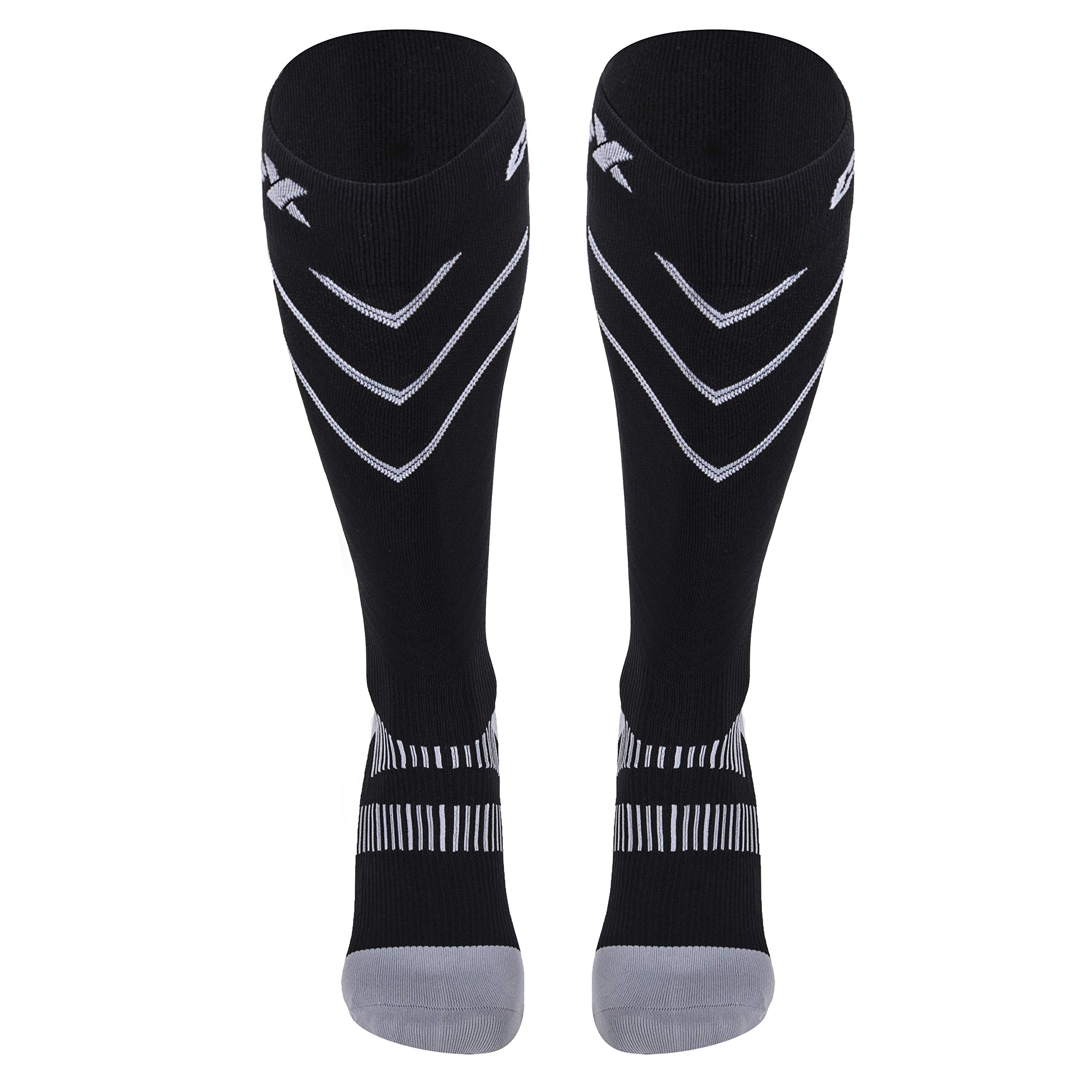 CSX Compression Socks for Men and Women, Knee High, Recovery Support, Athletic Sport Fit, Green on Black, Medium (15-20 mmHg)
