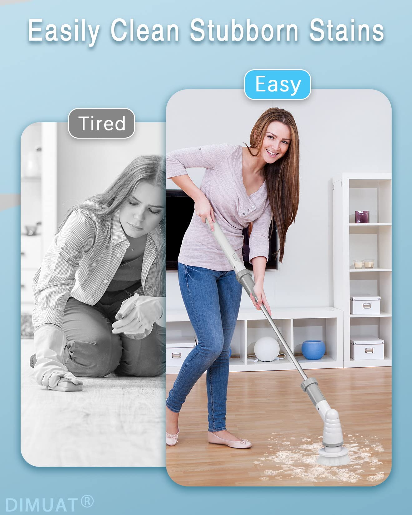 DIMUAT Electric Spin Scrubber, Shower Scrubber for Cleaning, Cordless Grout Power Bathroom Cleaner for Cleaning Tile, Floor, Bathtub