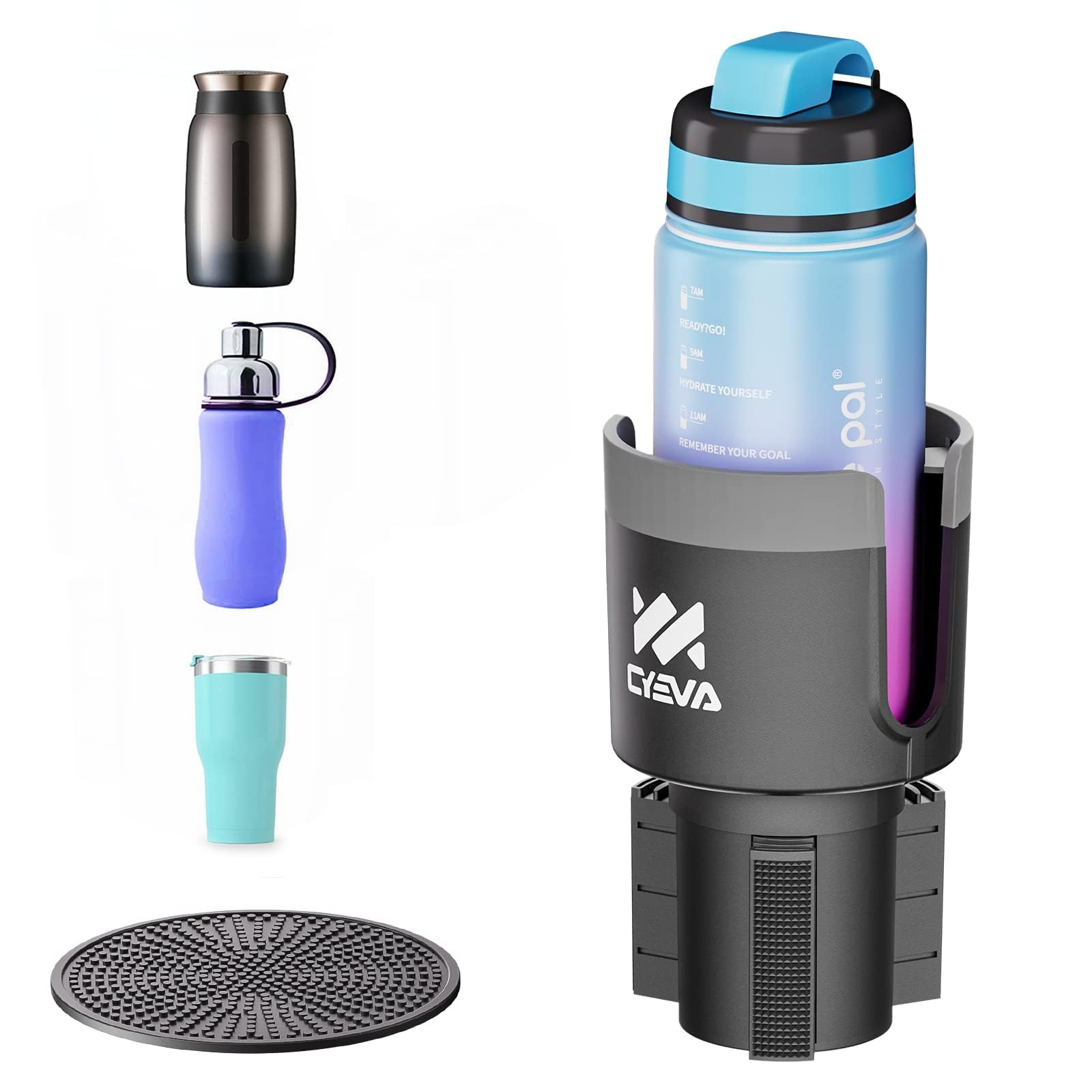 Cup Holder Expander for Car, Adjustable Car Cup Holder Adapter Insert Fits 18-40oz YETI, Hydro Flask, Nalgene Bottles and Mugsin 3.4"-4" Diameter