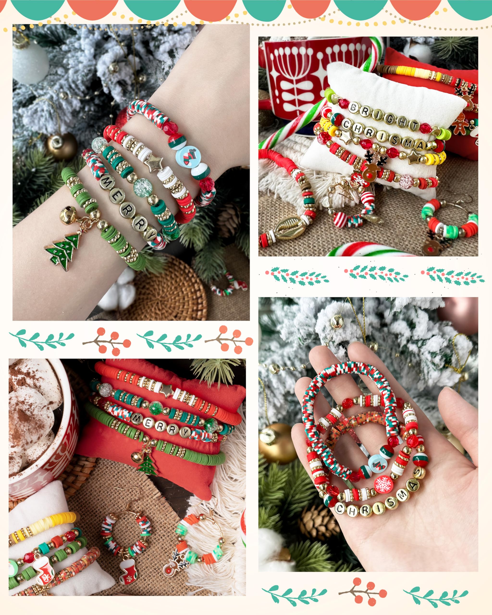 Deinduser Clay Beads Bracelet Making Kit, 6000pcs Cute Clay Bead Set, DIY Crafts Gifts for Girls Kids Age 6-12