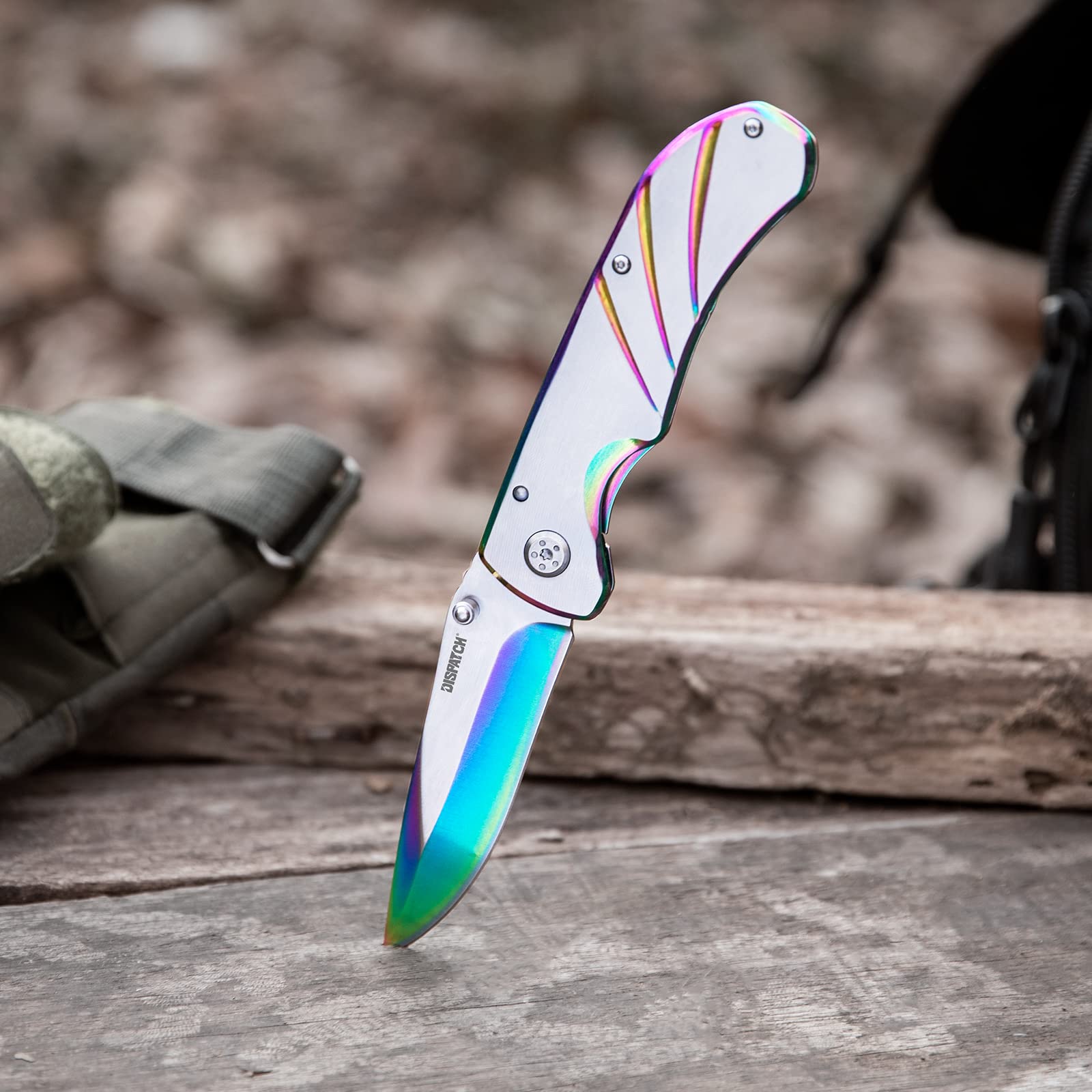 Dispatch Folding Pocket Knife with Stainless Steel Brushed Blade, Steel Handle, Liner Lock for Survival, Hunting, Tactical, Outdoor Camping EDC Tool