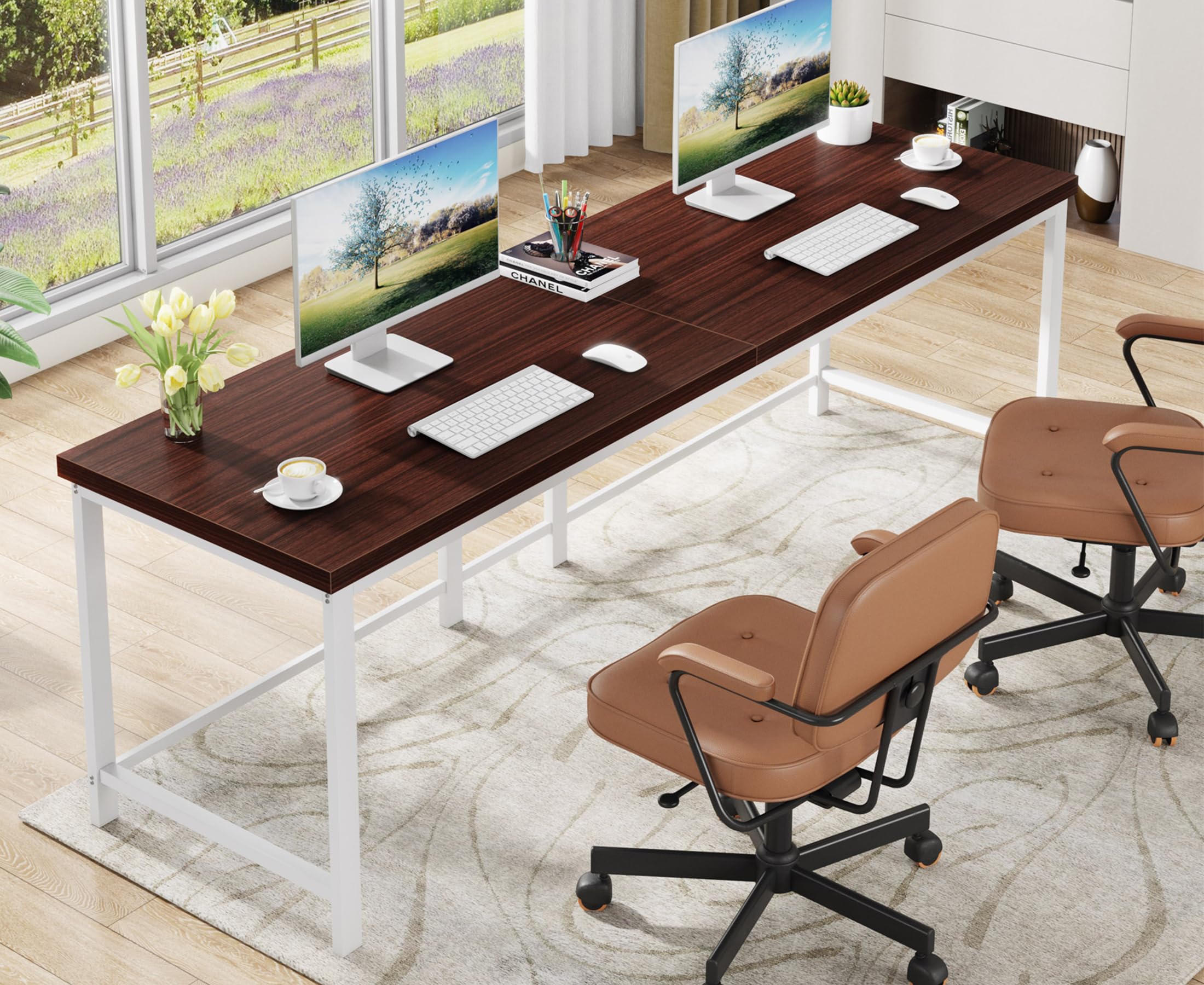 Tribesigns 78.7 inch Double Computer Desk, Extra Long 2 Person Desk Workstation, Large Office Desk Study Writing Table for Home Office