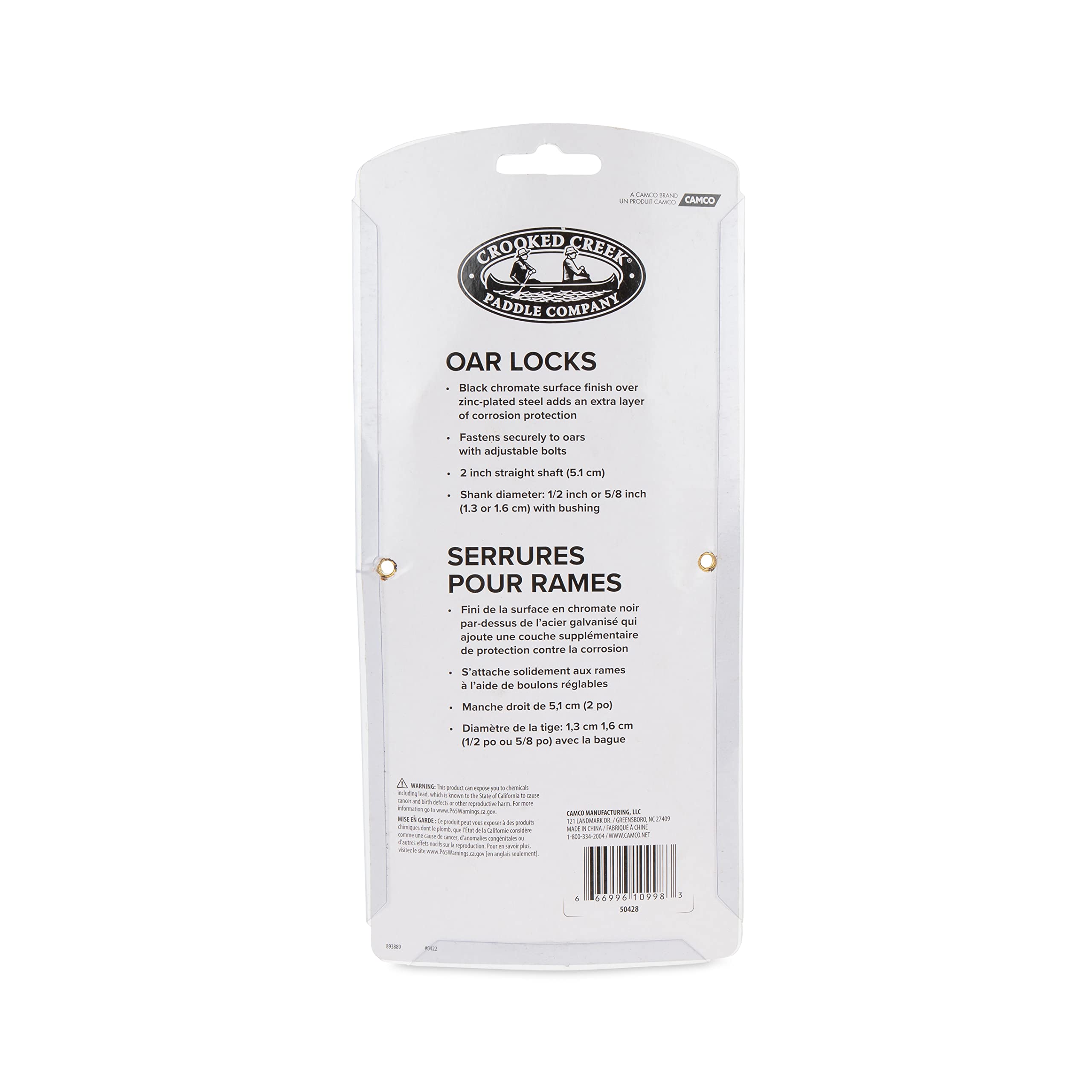 CROOKED CREEK Trac Outdoors Oar Locks - Safely Secures Your Oars - Fits Oar Shafts Up to 1-7/8-inches - 2 pack (50428),Silver