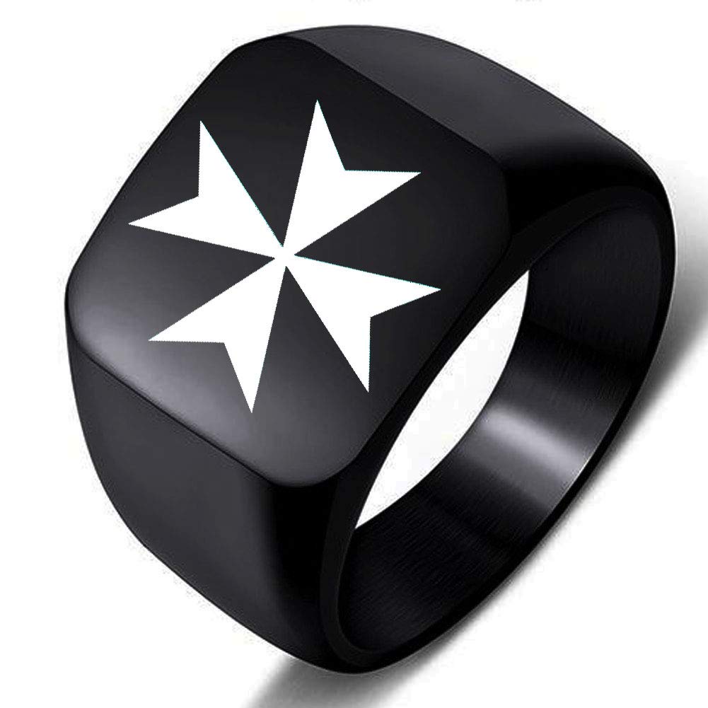 Cross Black Maltese Womens Stainless Steel Christian All Crosses Knights Ring