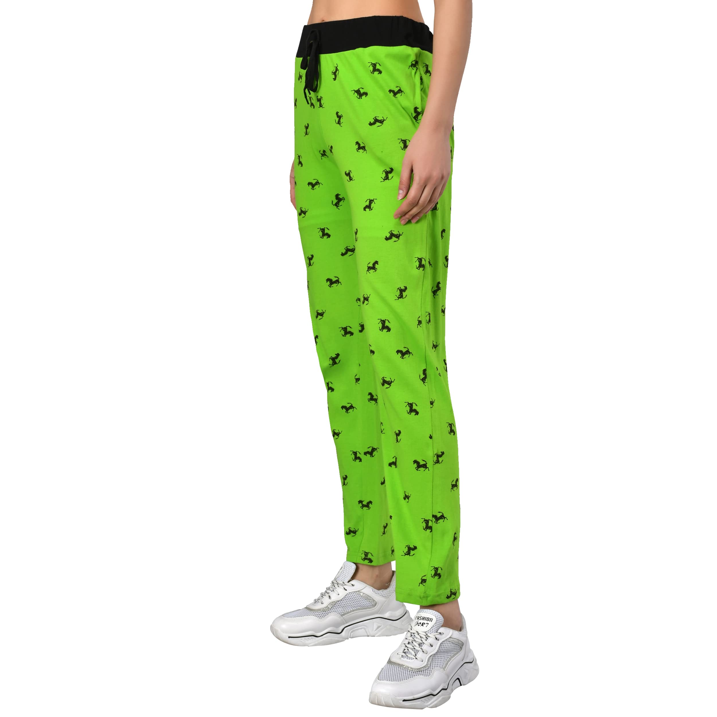 FASHA Women's Printed Sweatpants Breathable Elastic Waist Casual Gym Athletic Track Pants with Side Pockets Neon