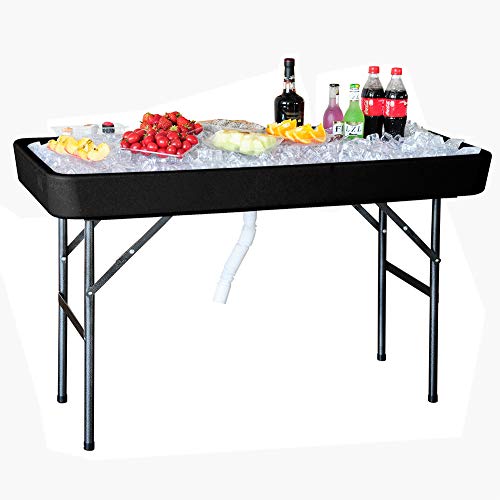 Modern Home 4' Portable Folding Party Ice Bin Table with Skirt - Black