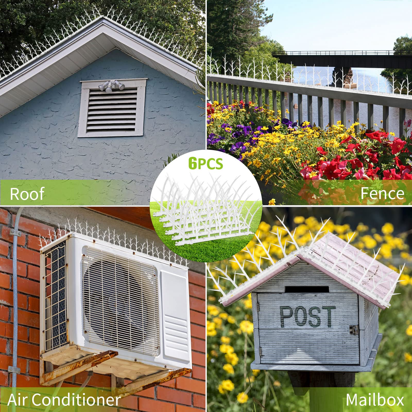 Protecker Bird Spikes, Pigeon Squirrel Spike Strips for Cat Raccoon Animals Repellent to Keep Off Crow, Fence Spikes Defend Birds and Railing Roof