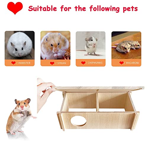 kathson Hamster Wooden Maze Multi-Room Hideouts & Tunnel Exploring Rat Wood House Labyrinth with Removable Wooden Cover for Syrian Gerbils Lemmings Dwarf Mice (Medium (Rectangle))