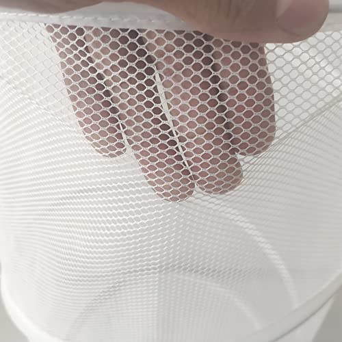 Qtopun Mesh Popup Laundry Hamper With Cover, Foldable Portable Cylindrical Dirty Clothes Basket for Bedroom, Kids Room, College Dormitory and Travel โ White