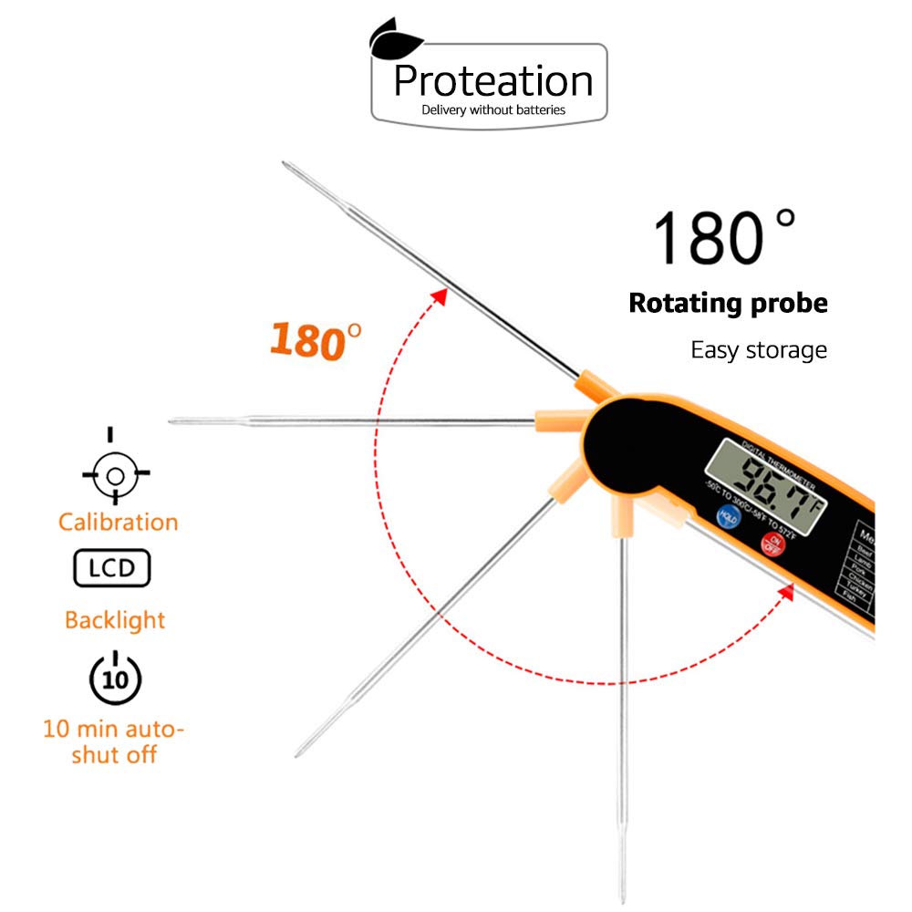 Food Thermometer, Digital Meat Thermometer for Grilling and Cooking Fset Instant Read Thermometer Kitchen Cooking Food Thermometer for Candy Water Oil BBQ Grill