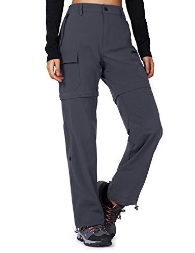 Cycorld Women's-Hiking-Pants-Convertible Quick-Dry-Stretch-Lightweight Zip-Off Outdoor Pants with 5 Deep Pocket(Grey, Large