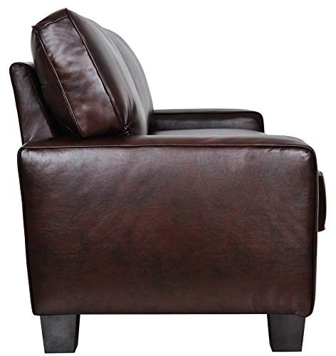 Serta Palisades Upholstered Sofas for Living Room Modern Design Couch, Straight Arms, Soft Fabric Upholstery, Tool-Free Assembly, 73" Sofa, Chestnut Brown