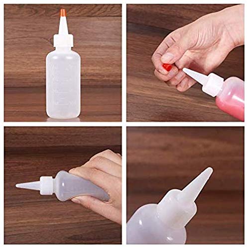 EDOBLUE Plastic Bottles 120mL with Red Tip Caps and Measurements - Small Mini Squeeze Dispensing Bottle for Arts and Crafts, Paint, Icing,Condiment, Glue, Sauces, and More β- 6 Pack / 4 Ounce