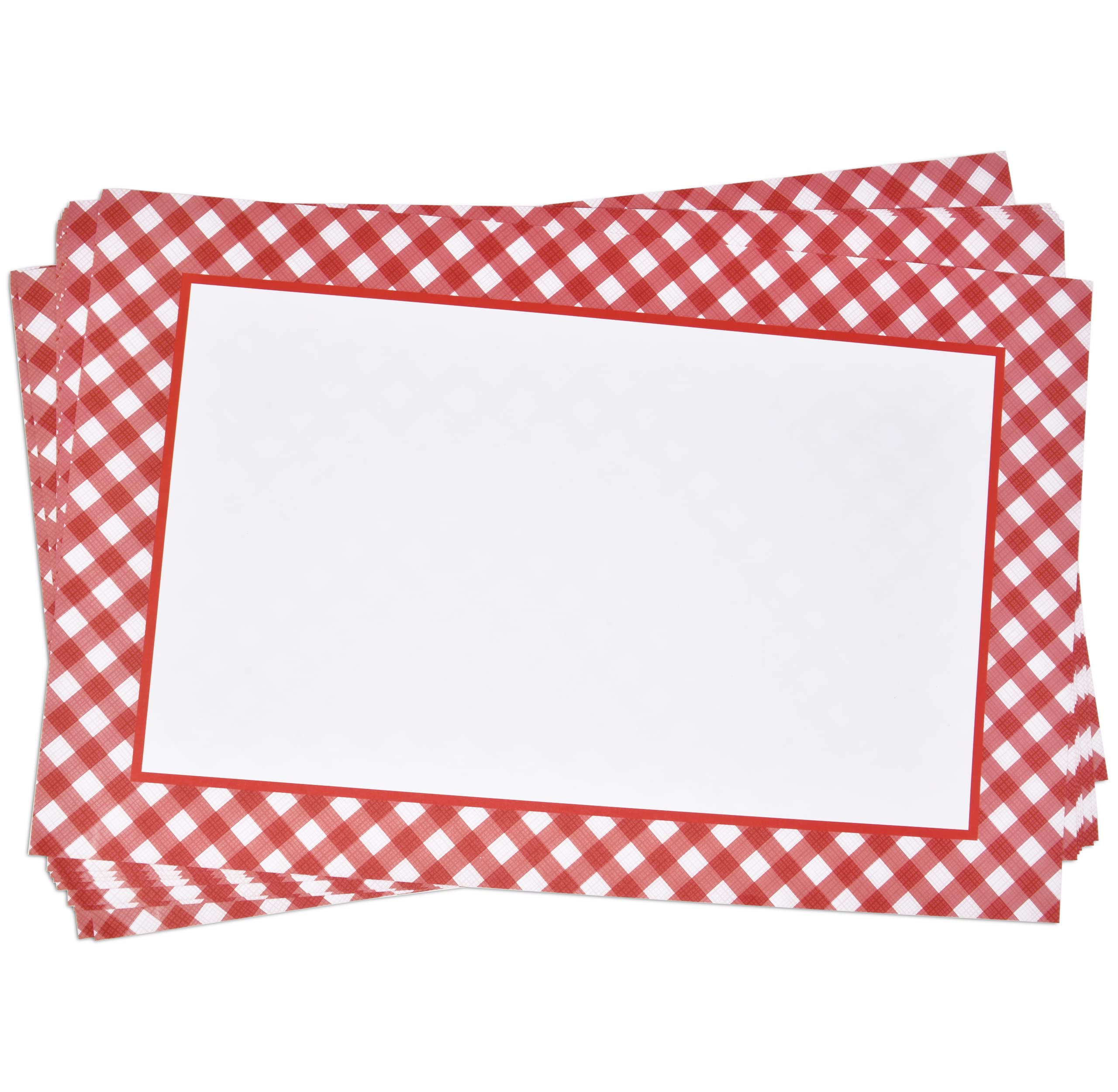 Disposable Red Gingham Paper Place Mats 50 Pack 11”x 17” Summer Checkered Picnic BBQ Table Mat Charger Place Mat for Baby Shower Wedding Birthday Tea Party Dinner Table Setting Decorations 2 Sided