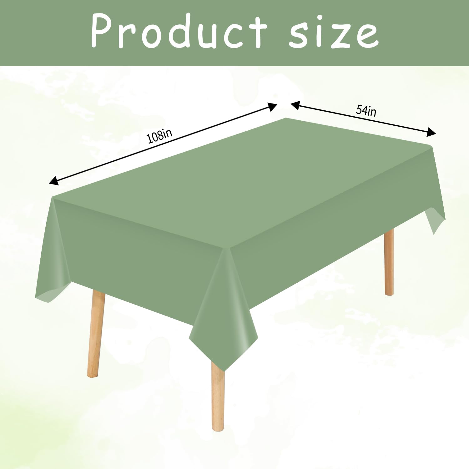 CXPSINC Sage Green Plastic Tablecloth Rectangle Plastic Table Cover 54 x 108 Inch Disposable Tablecloths for Birthday Party Wedding Baby Shower Dining Events (4 Pack)