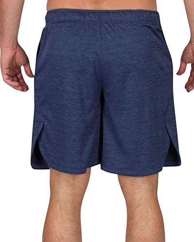 Dry FIT Gym Shorts for Men - Mens Workout Running Shorts - Moisture Wicking with Pockets and Side Hem Navy