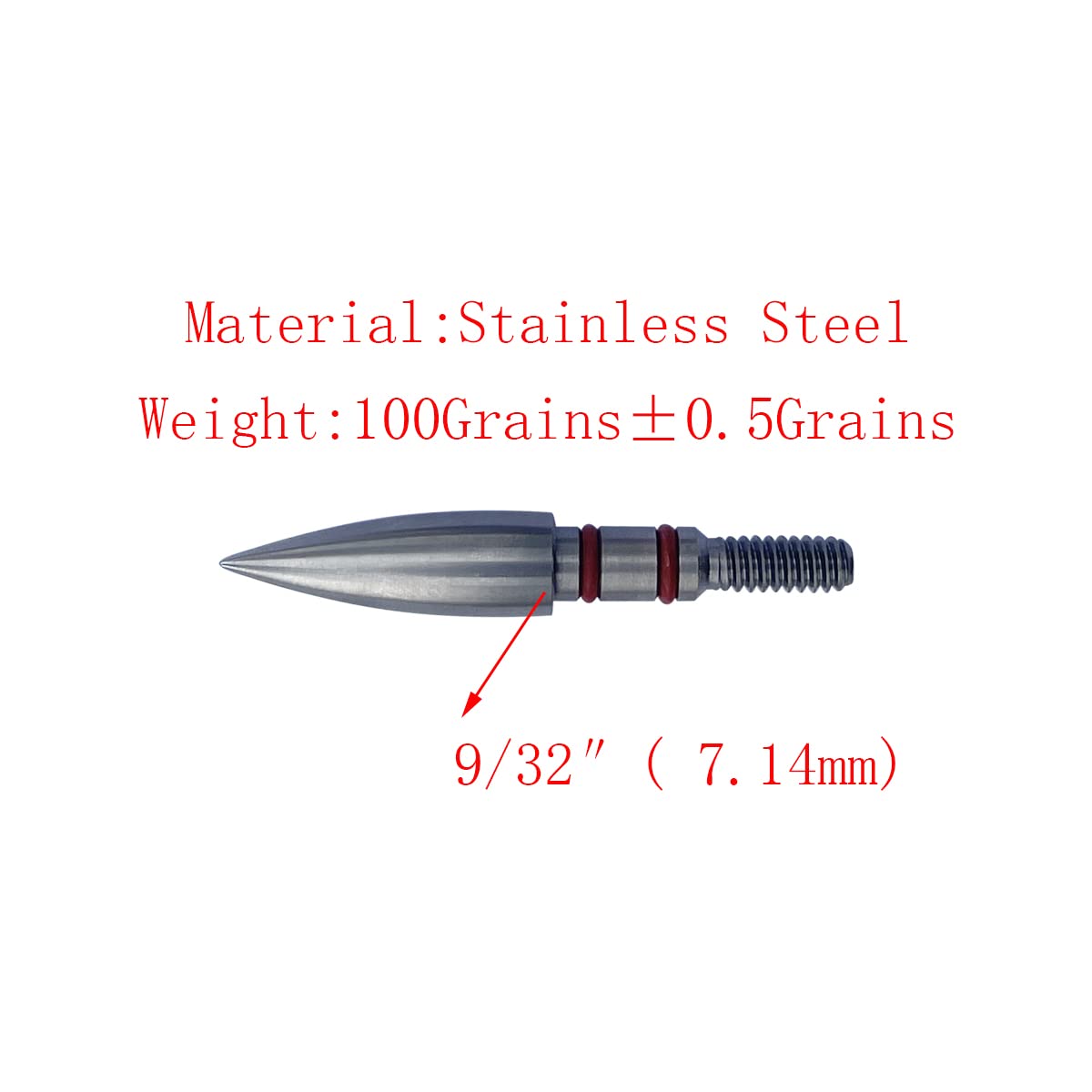 Field Points arrowheads 100/125/150/200 Grains Archery Stainless Steel Screw in Tips and Broadheads (1 Dozen 12 PCS)(9/32″100 Grains)
