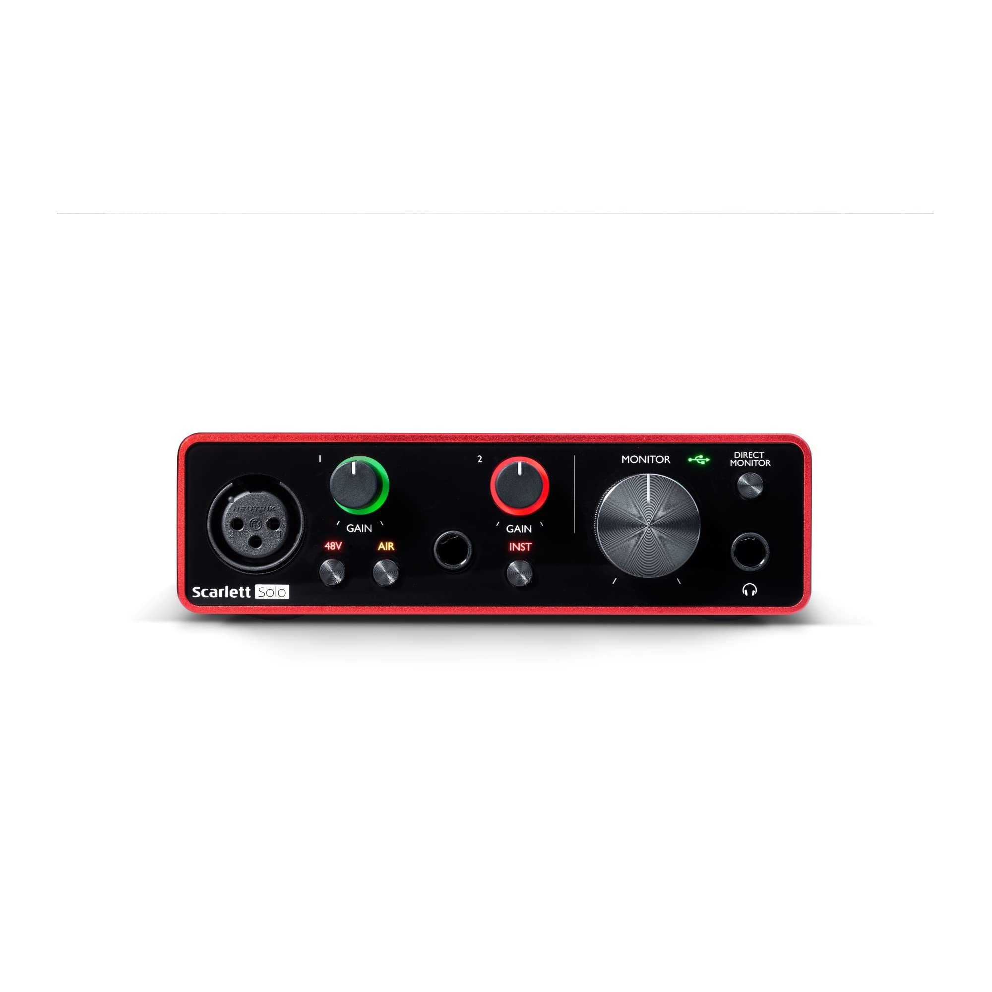 Focusrite Scarlett Solo 3rd Gen USB Audio Interface Bundle with 10-Feet 1/4 to 1/4 Inch 8mm TS Cable (2 Items), Monitor