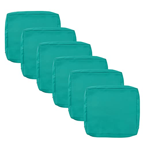 idee-home Patio Cushion Covers Replacement, Outdoor Cushion Slipcovers, Waterproof Chair Seat Cover for Sofa Couch Furniture Outside Zipper Design, 6 Set 22 Inchx 24 Inch Peacock Blue