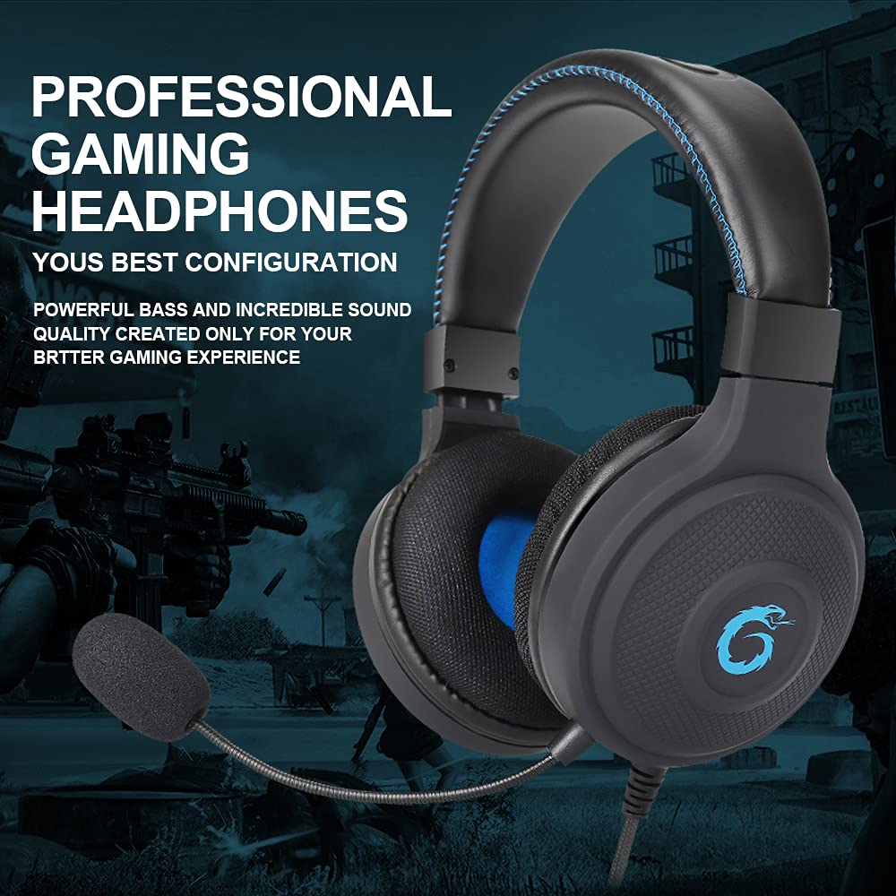 FOCWNGS Stereo Gaming Headset for PS4 PC Xbox One PS5 Controller, Noise Cancelling Over Ear Headphones with Mic,Bass Surround, Soft Memory Earmuffs fo