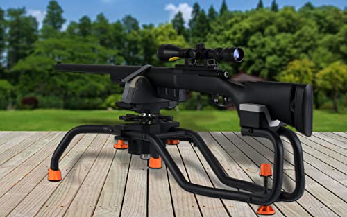 PORMUCAL Adjustable Ambidextrous Rifle Hunting Shooting Rest for Outdoor Range with Deluxe Universal Front Rest Bag